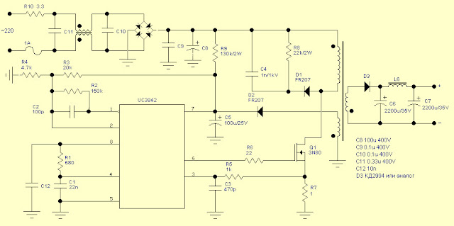 ELECTRONIC CIRCUIT: UC3842 CURRENTMODE PWM CONTROLLER