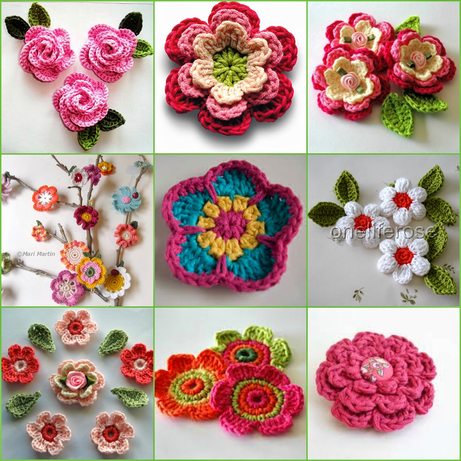 Marieta's Yarnland: Crochet Flowers - Πλεκτά λουλούδια με βελονάκι