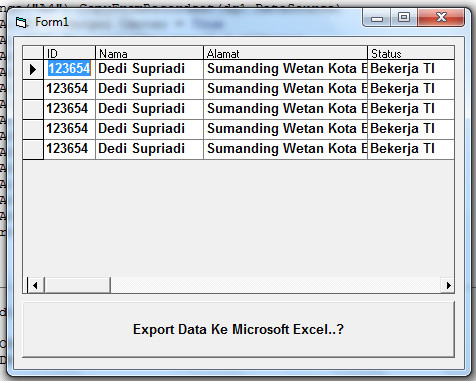 Dedi Supriadi BJR: Export Database Access Ke Excel Visual Basic 6 (VB6)