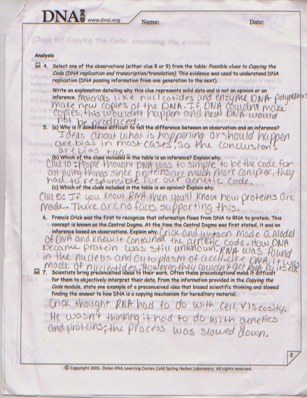 Leah's Biology Blog: Copying the Code: Evidence, Inference, and Opinion ...