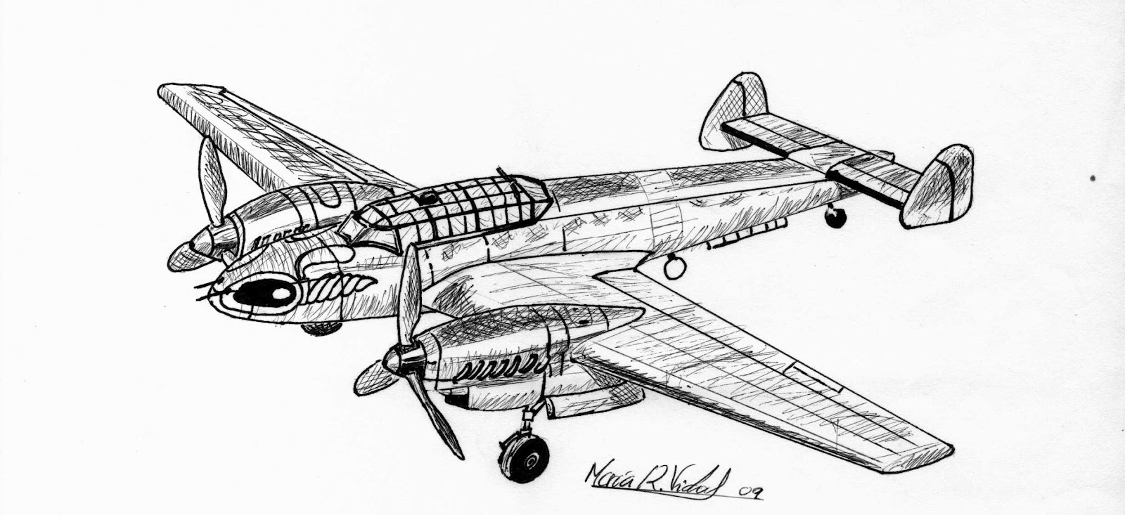 Drawings and sketches while studying: Messerschmitt Bf.110 C-1