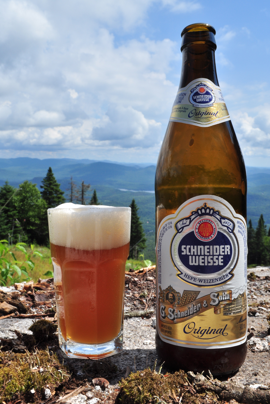 I am thirsty for a beer: Schneider Weisse on a Mountain