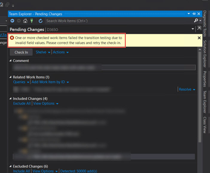 Inside Microsoft Dynamics Ax Resolve Tfs Work Item Check In Error In D365fo
