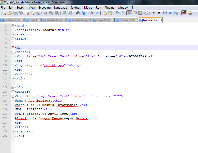 Cara Membuat Biodata Diri Menggunakan Html List Of Cara Membuat Biodata ...