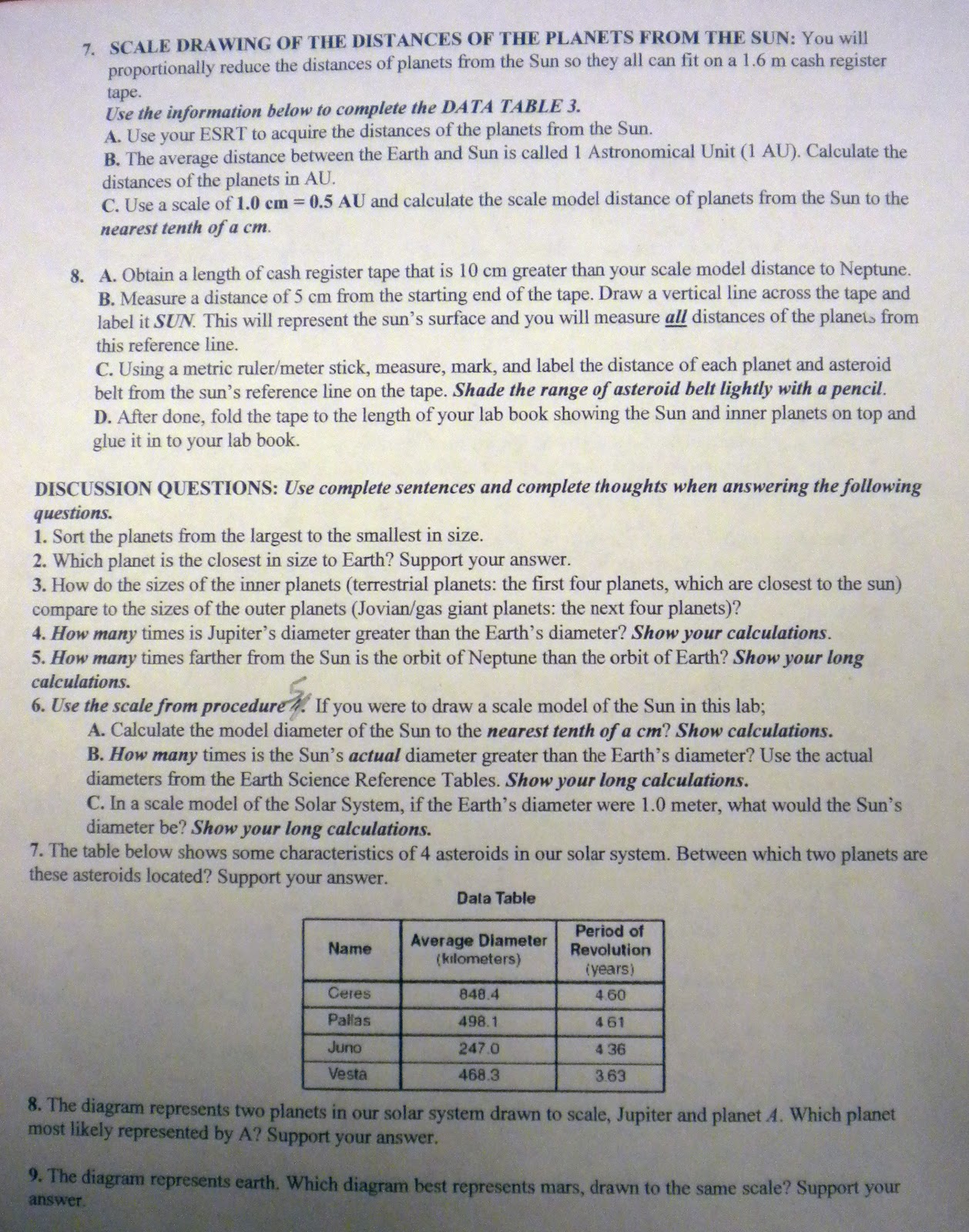 Solar System Scale Datatable