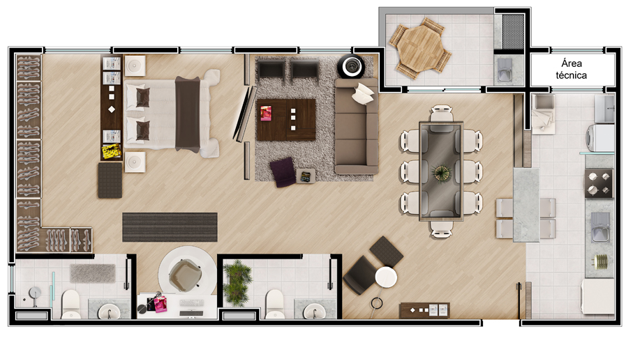 Apartamentos ao estilo loft... | Arquiteta Evelyn Luci