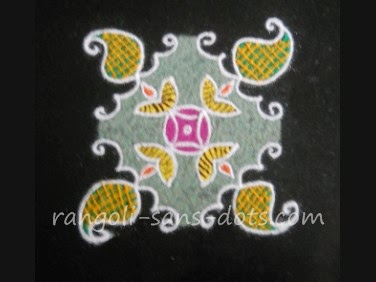 Rangoli designs with dots - 6 dots
