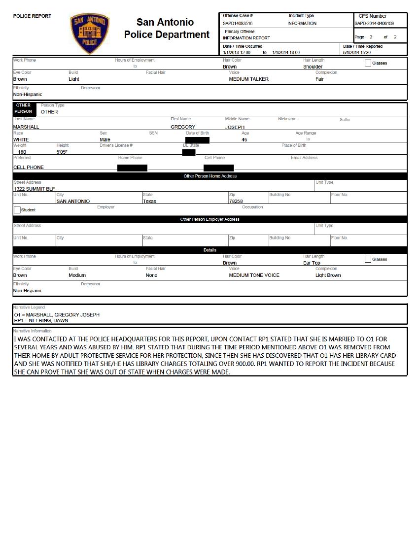 San Antonio Fatherhood Campaign: police reports