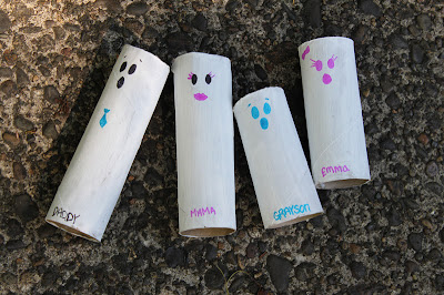 Green Owl Art: Paper Roll Ghost Family