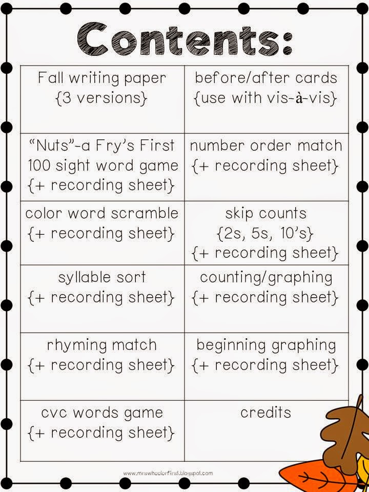 Mrs. Wheeler's First Grade Tidbits: Happy Fall, Y'all!!!!