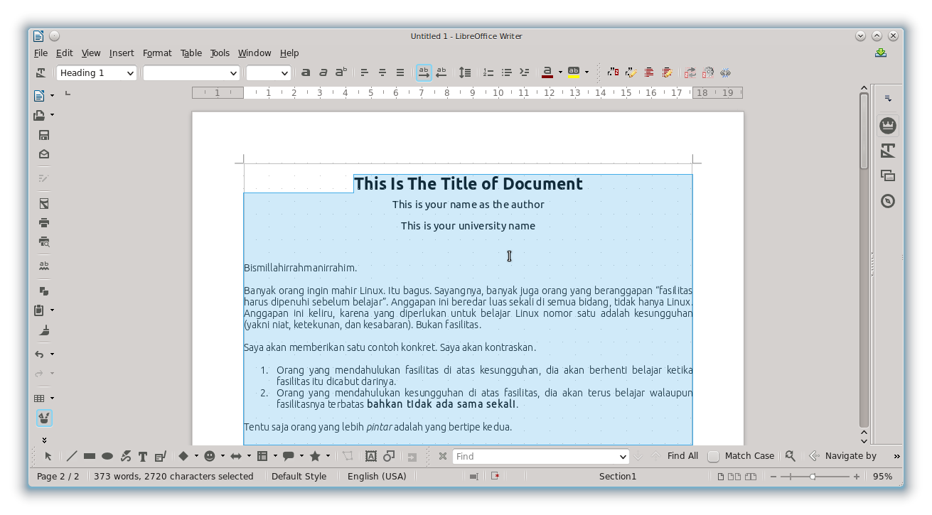 LibreOffice Writer for Beginner: Columns