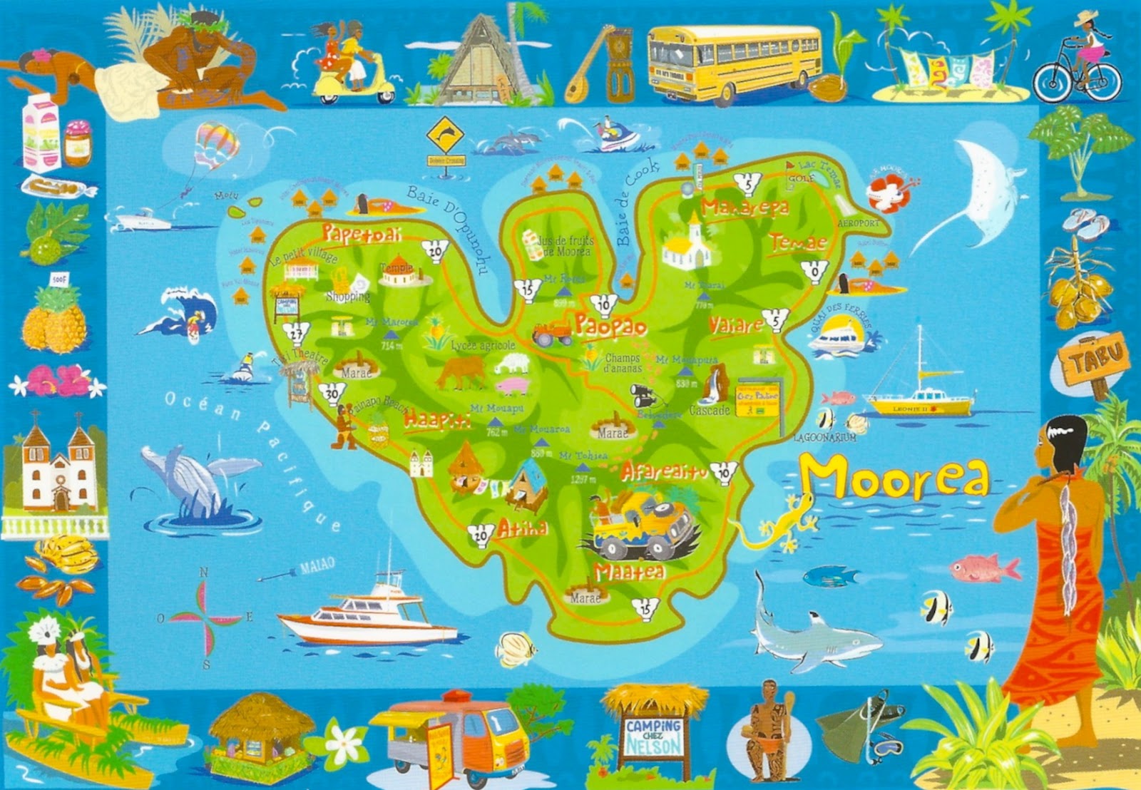 My Favorite Views: French Polynesia - Moorea, Map of the Island