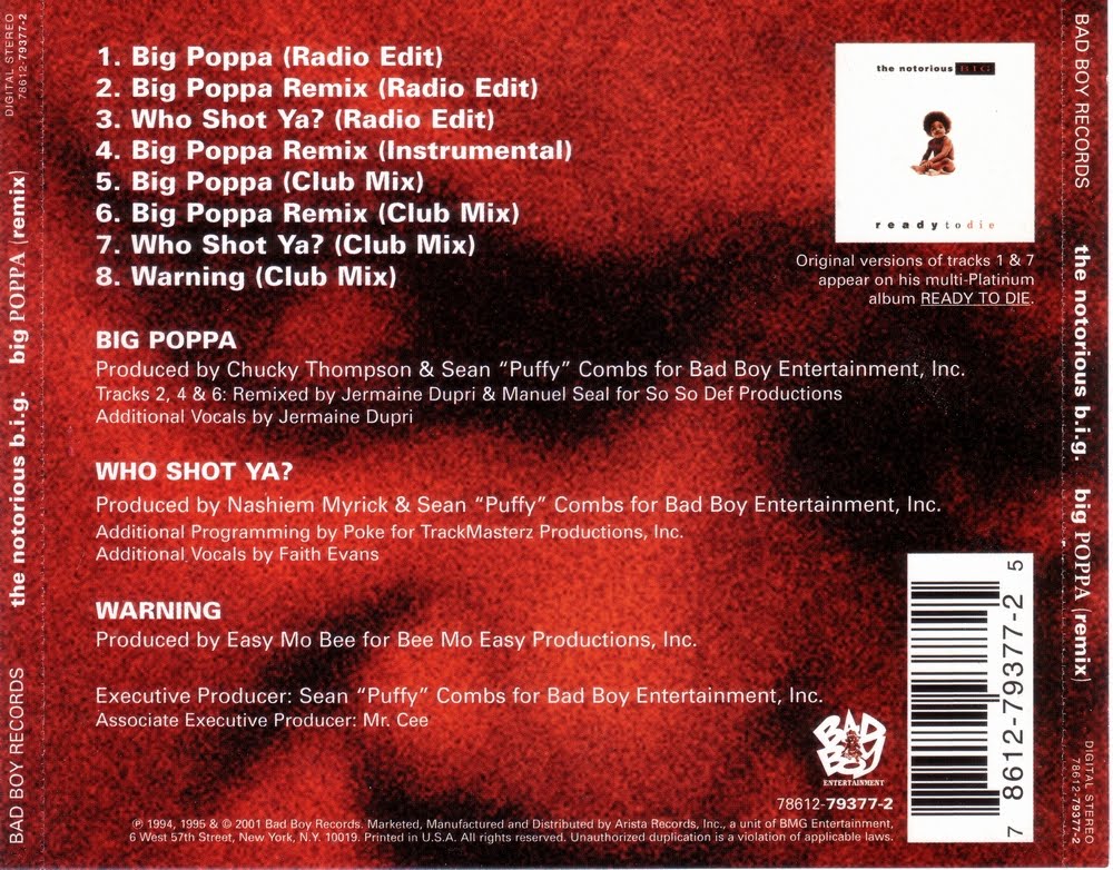 highest level of music: The Notorious B.I.G. - Big Poppa (Remix)-CDM-1994