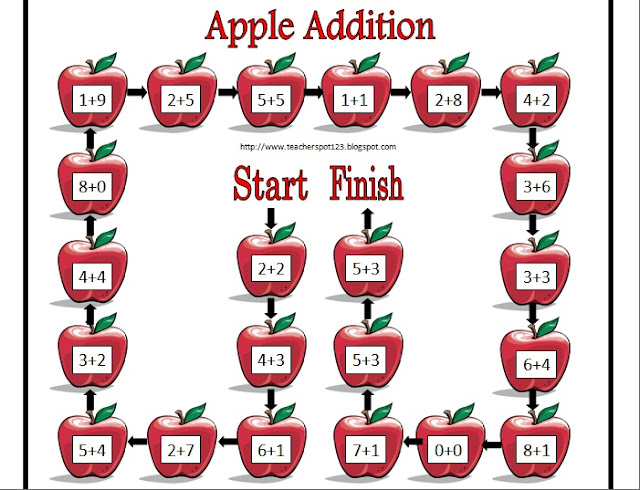 The Teacher Spot: Teacher Resources: Apple Addition Game Freebie!
