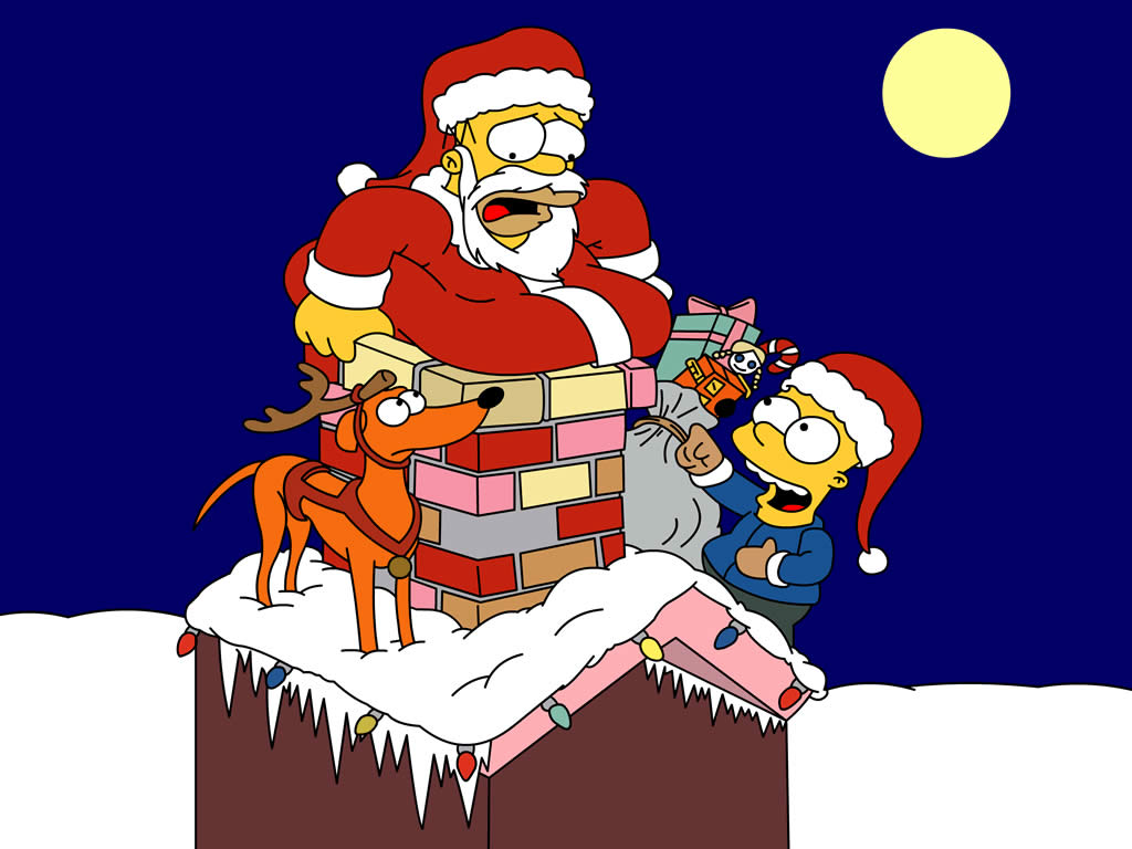 wallpapernarium: Homero y bart durante la navidad