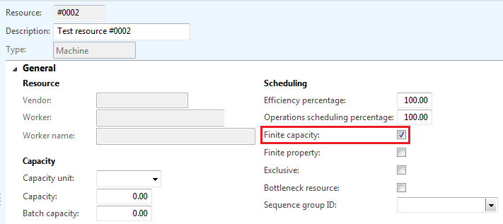 Dynamics AX 2012: Example of 'Finite capacity' on Resources in AX 2012
