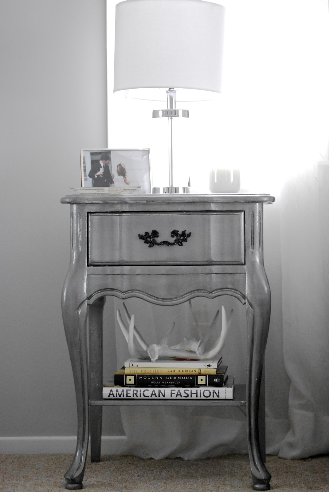 November Grey: Monday Makeover - Silver Nightstand DIY