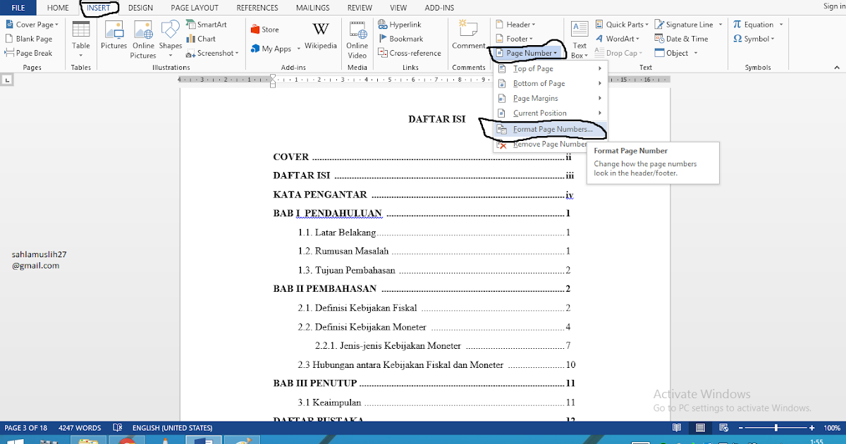 penomoran halaman roamawi dan angka dalam ms word: cara membuat ...