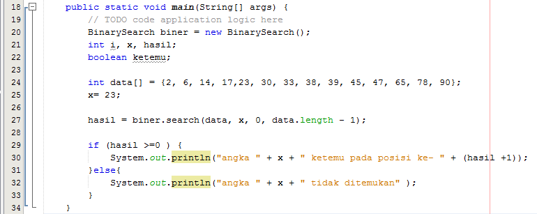 Pencarian Array Menggunakan Teknik Binary Search Dengan Data Terurut Pada Java Netbeans ...