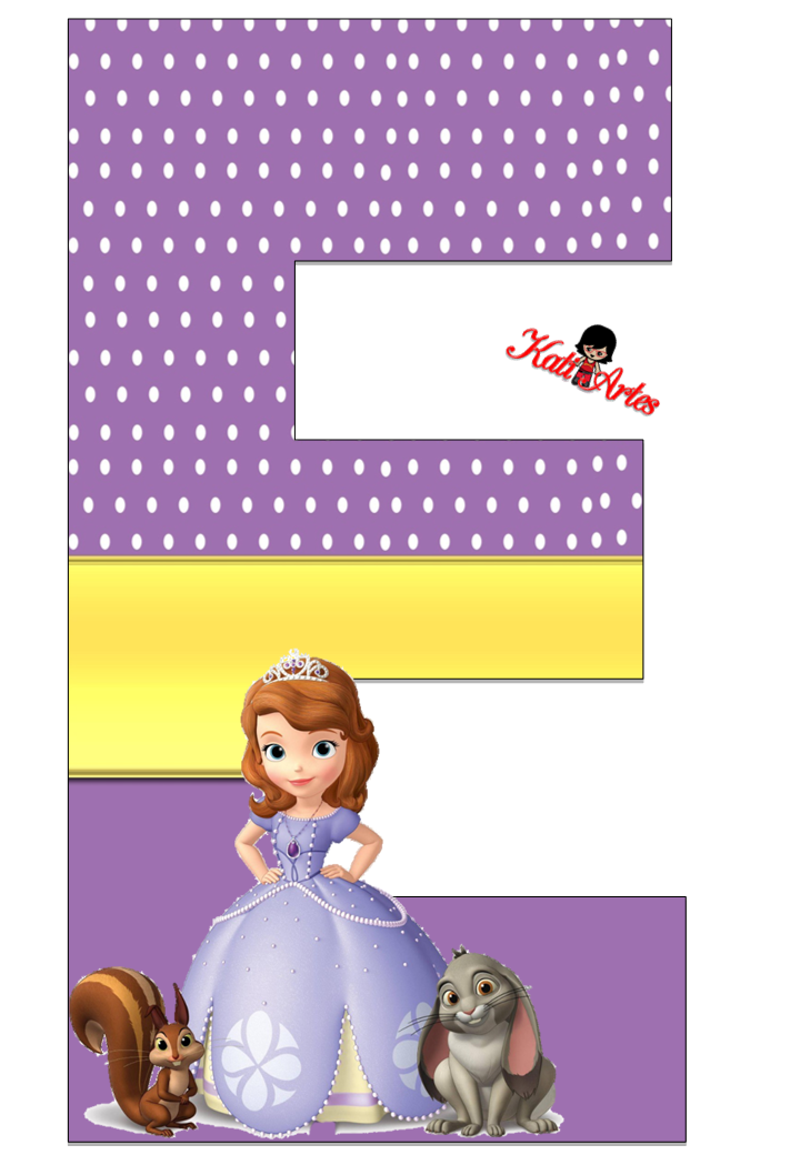 Alfabeto de Princesa Sofía con Fondo de Puntos Blancos. - Oh my Alfabetos!