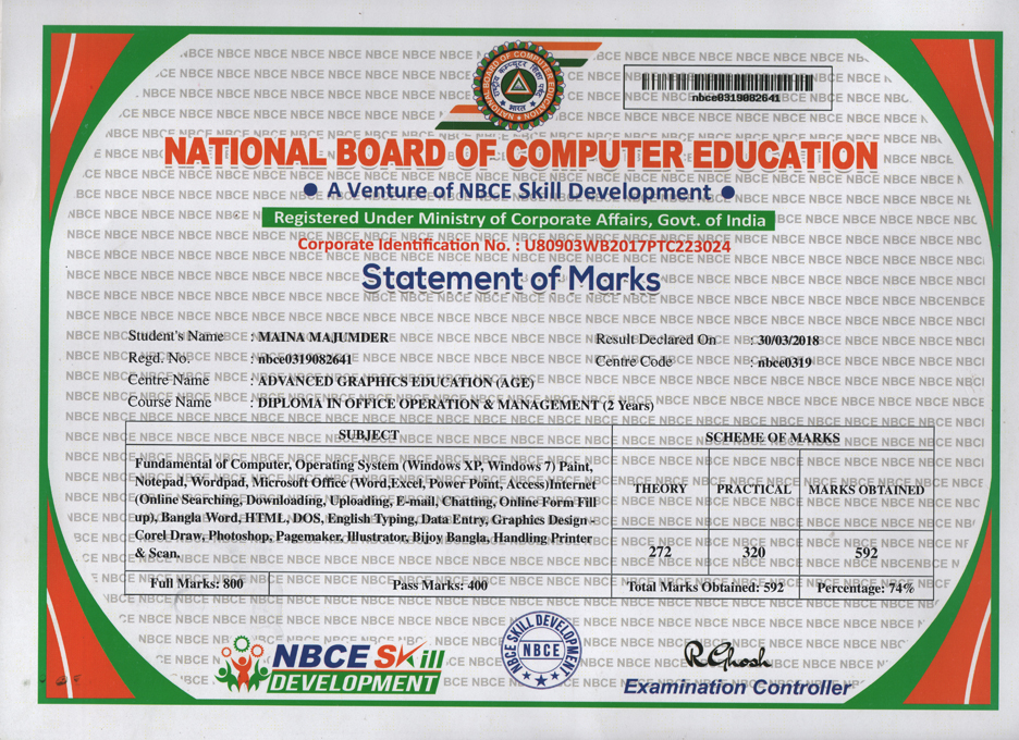 NATIONAL BOARD OF COMPUTER EDUCATION CENTRE, HOJAI: Sample 2, for 2 ...