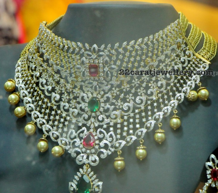 Three Rows Heavy Diamond Set - Jewellery Designs