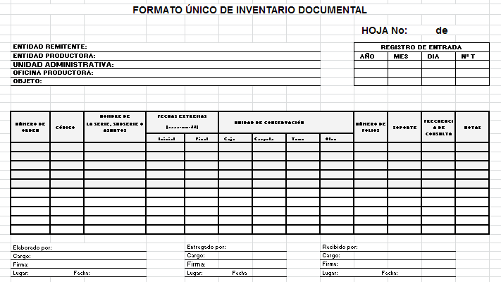 Descarga de formato de inventario documental