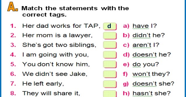 English Class: Practice Tag Question