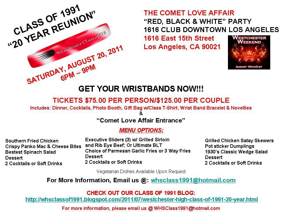 Westchester High School Class of 1991: 20 Year Reunion: July 2011