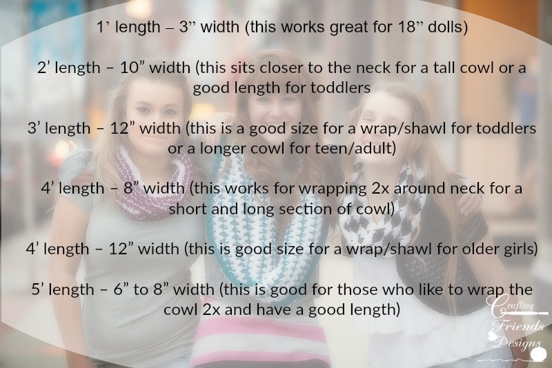 Crafting Friends Designs: Cowls or Infinity Scarves. What lengths are best?