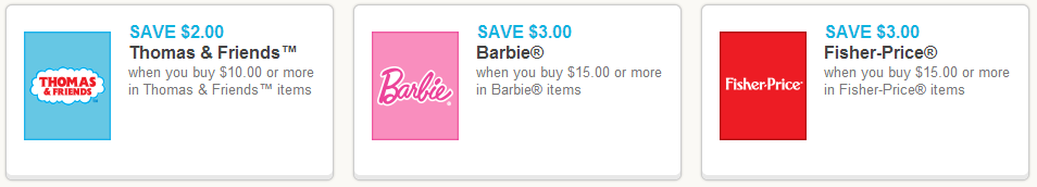 New Printable Toy Coupons! Barbie, Hot Wheels, Fisher Price & Thomas!