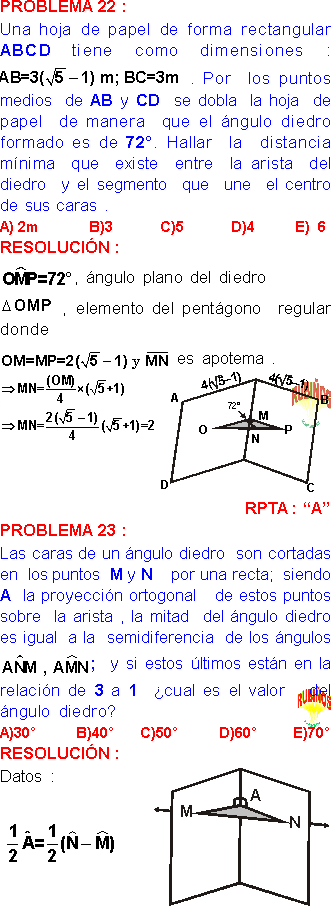 ÁNGULOS EN EL ESPACIO DIEDRO TRIEDRO ÁNGULO POLIEDRO PROBLEMAS ...