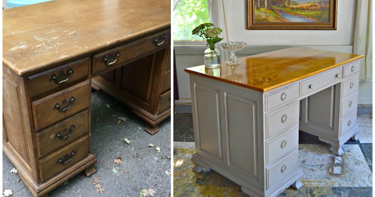 Heir and Space: A Vintage Maple Desk in Pearl Gray