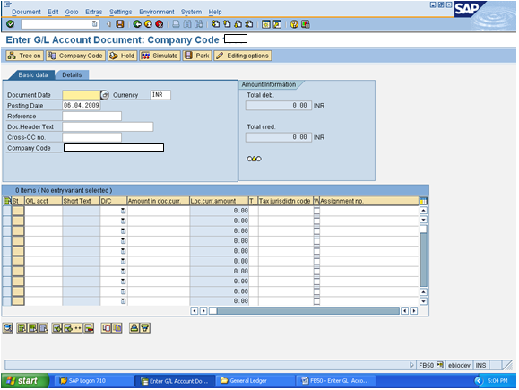 Free SAP Training Manuals: T Code- FB50 : SAP FI USER MANUAL Enter GL ...