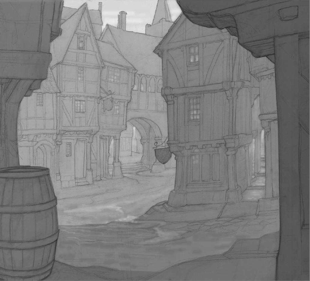 PJ Lynch Gallery: Medieval Street Rough ...Figures added