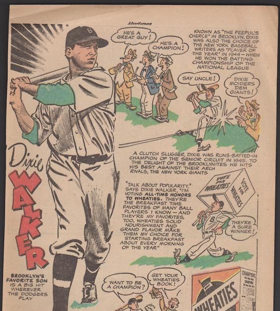 Dodgers Blue Heaven: Vintage Spokesman: Dixie Walker Pitches Wheaties