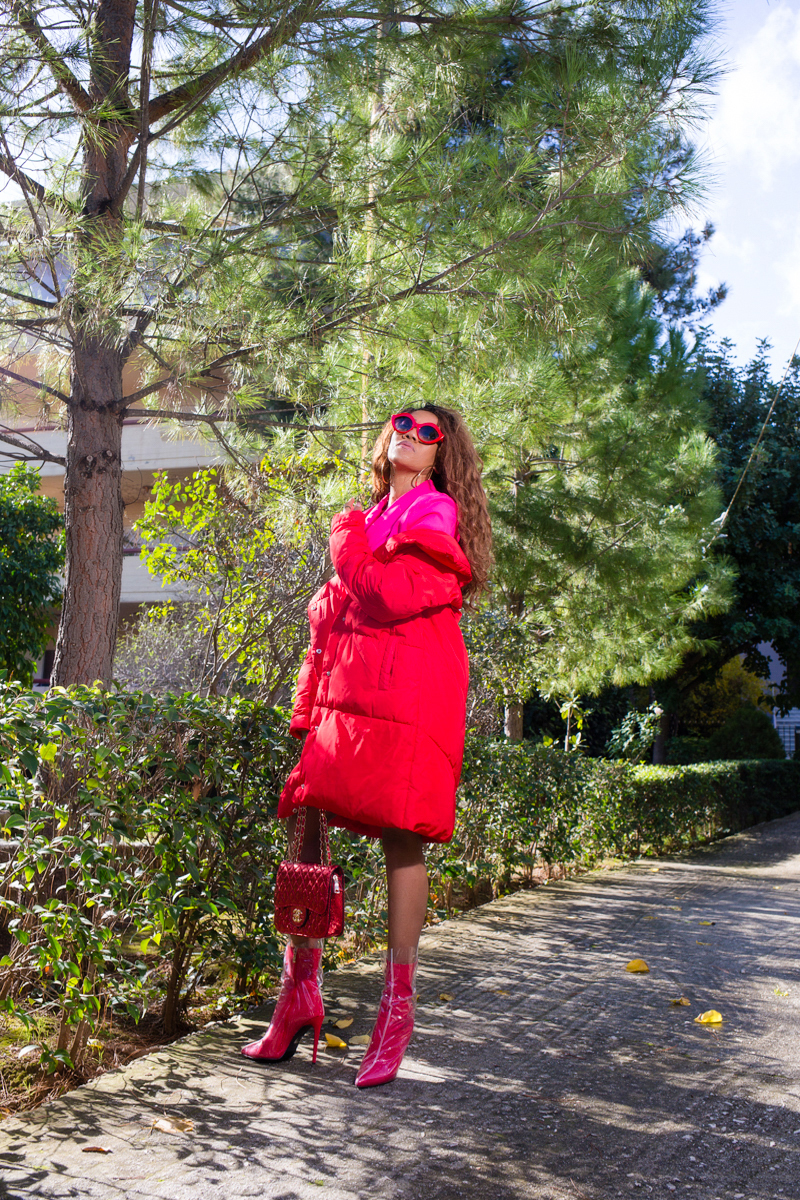 Charlotte's lookbook : RED LONG PUFFER COAT @ISAWITFIRST