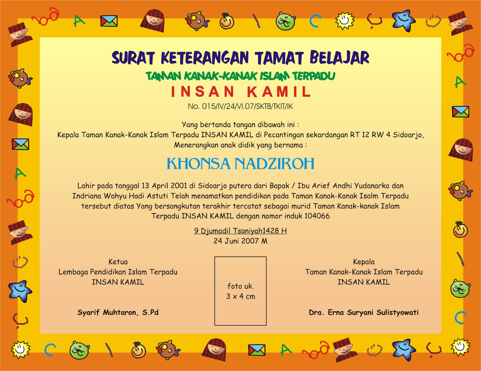 Format Sertifikat Piagam Ijazah Paud Tk Kb Tpa Operator Sekolah Porn