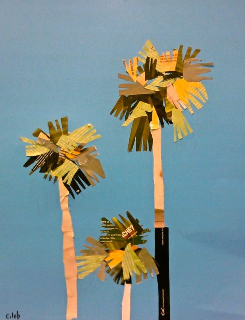 Room 101 Art: Palm Tree Paper Collage, Ages 7 to 12