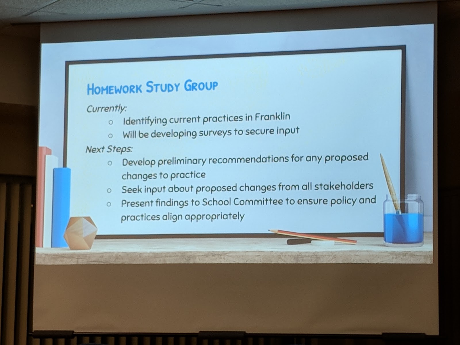 Franklin Matters: Live Reporting: Homework Update