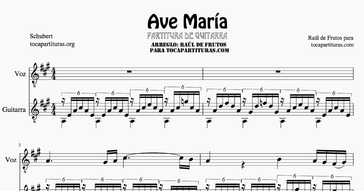 diegosax: Ave María de Schubert Partitura de Guitarra y Voz (dúo)