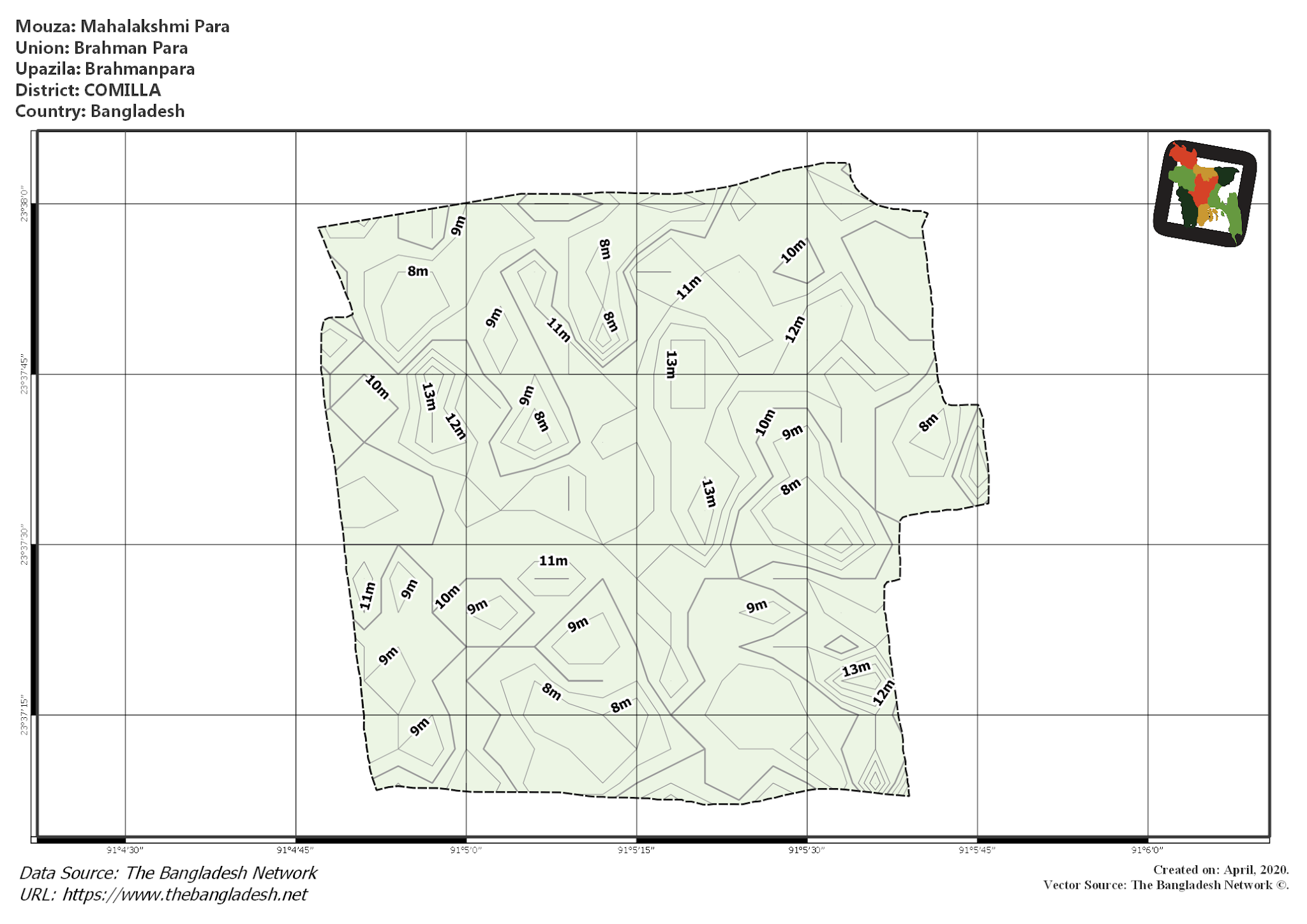 Map of Mahalakshmi Para Mouza, Brahmanpara, Comilla