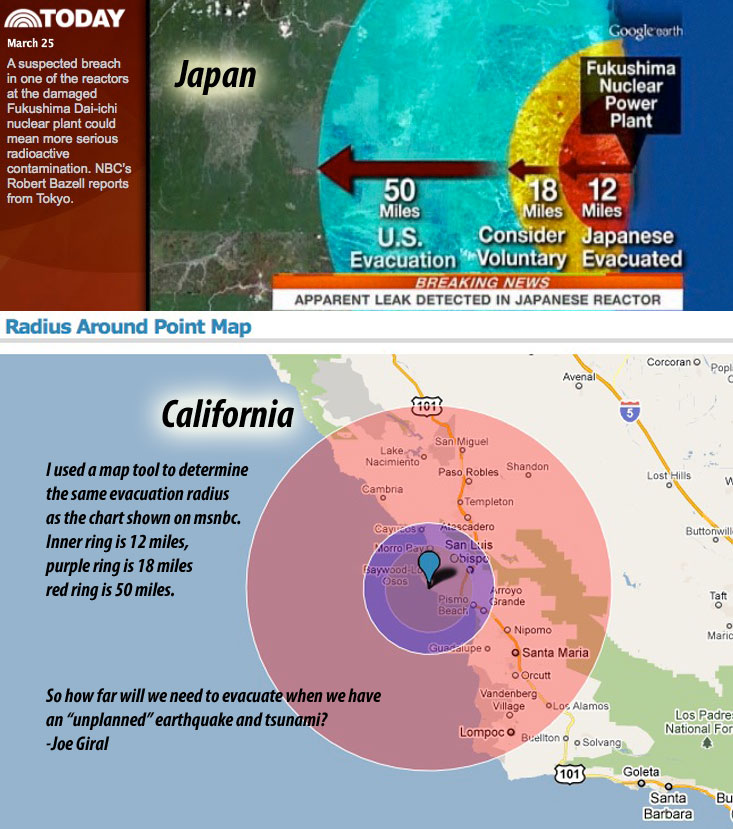 Observations: Nuclear evacuation zone for central California?
