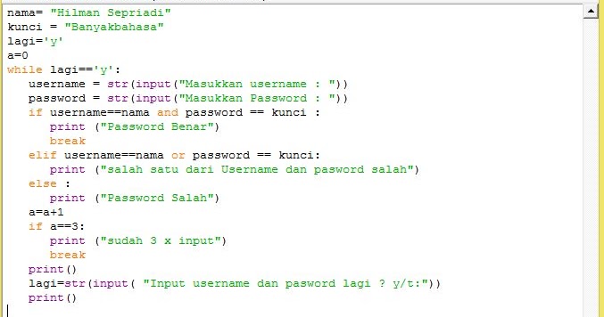 Program Login Dalam Bahasa Pemograman Pyhton