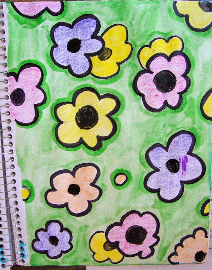 A Life Full of Passions: Art Journal - Flowers Pattern