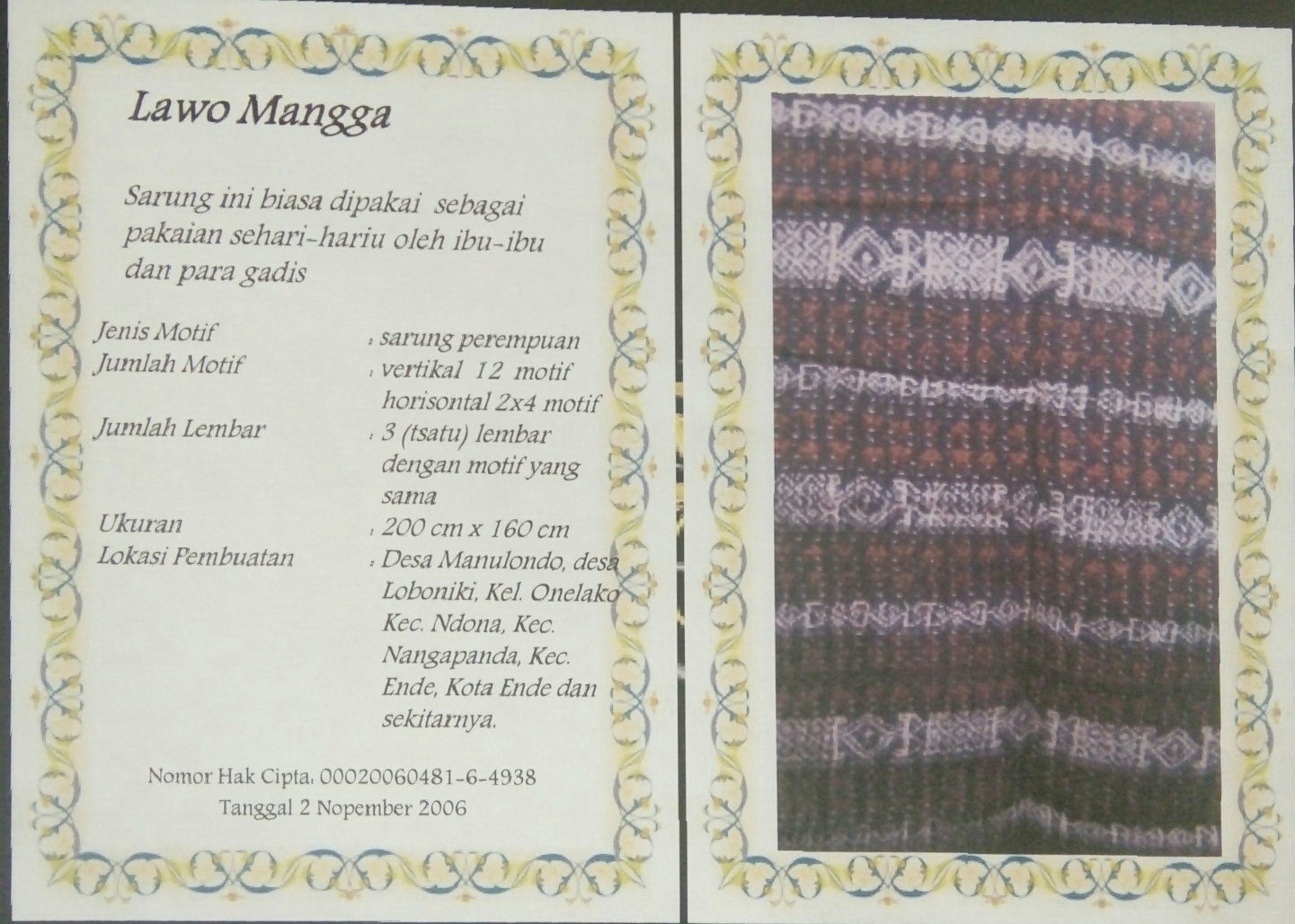 MOTIF TENUN IKAT ENDE - LIO YANG SUDAH MEMILIKI HAKI