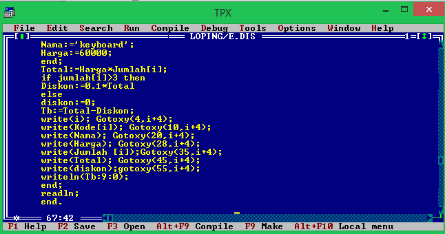 Pemograman turbo pascal dengan Fungsi Array