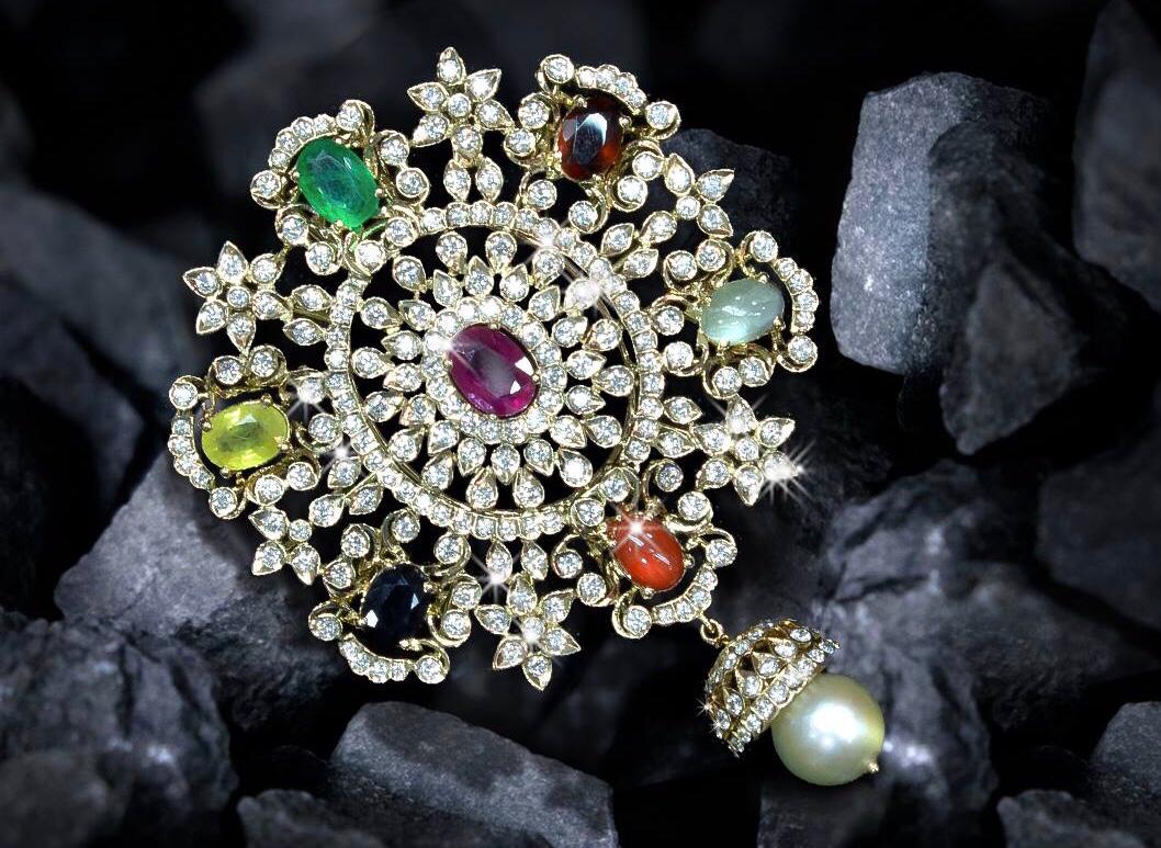 Diamond Jhumkas Pendant by Raj Diamonds - Jewellery Designs