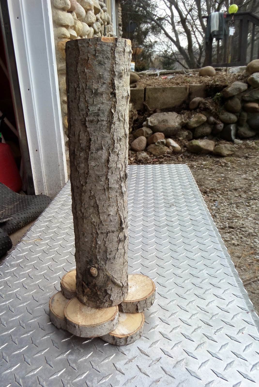 DIY Rustic Log Lamp with LED Power - Outnumbered 3 to 1