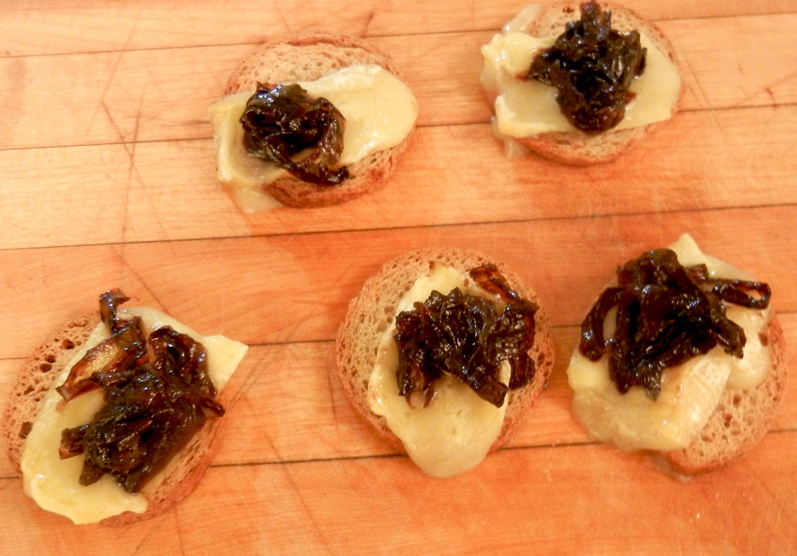 Warm Brie Canapes with Balsamic Onion Jam